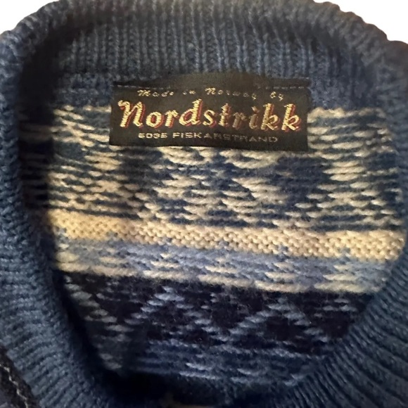 Nordstrikk | Sweaters | Vtg 7s Nordstrikk Wool Ski Knit Sweater Norway Snow Metal Clasp Blue ...